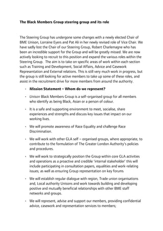 GLA UNISON BME Annual Report 2011/2012 | PDF | Events