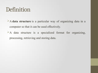 Introduction to data structures and its types | PPTX