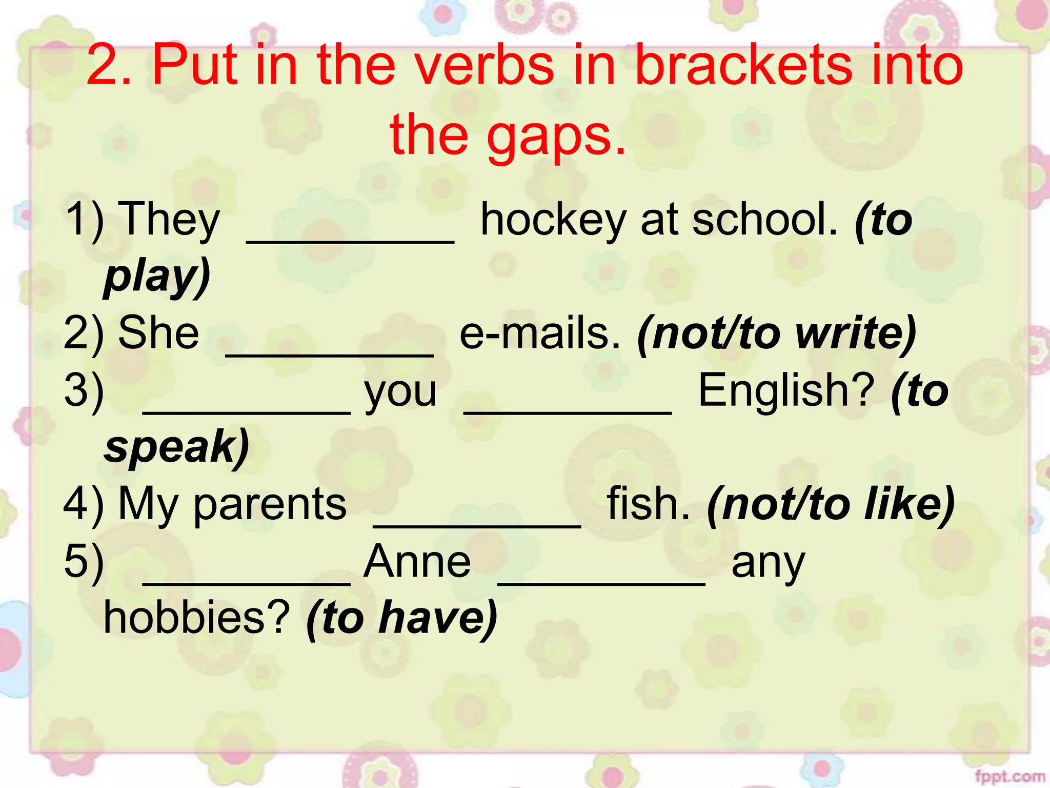 Unit 01 - present simple - exercises - 2do | PPTX
