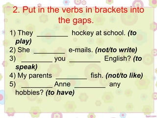 Unit 01 - present simple - exercises - 2do | PPTX