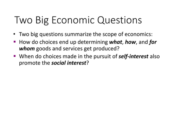 Lec 02 Scarcity, Basic Economic Questions | PPT