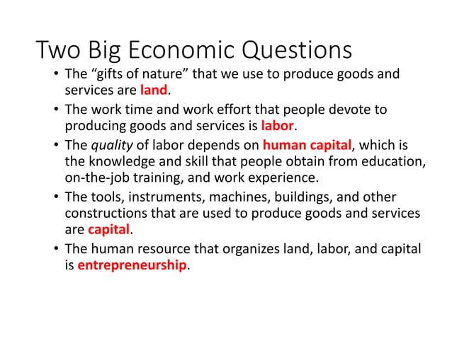 Lec 02 Scarcity, Basic Economic Questions | PPT