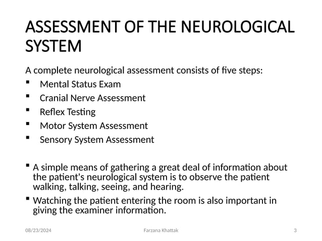 Unit-02 NERVOUS SYSTEM ASSESSMENT Provided By Immam Ud Din.pptx | Brain ...