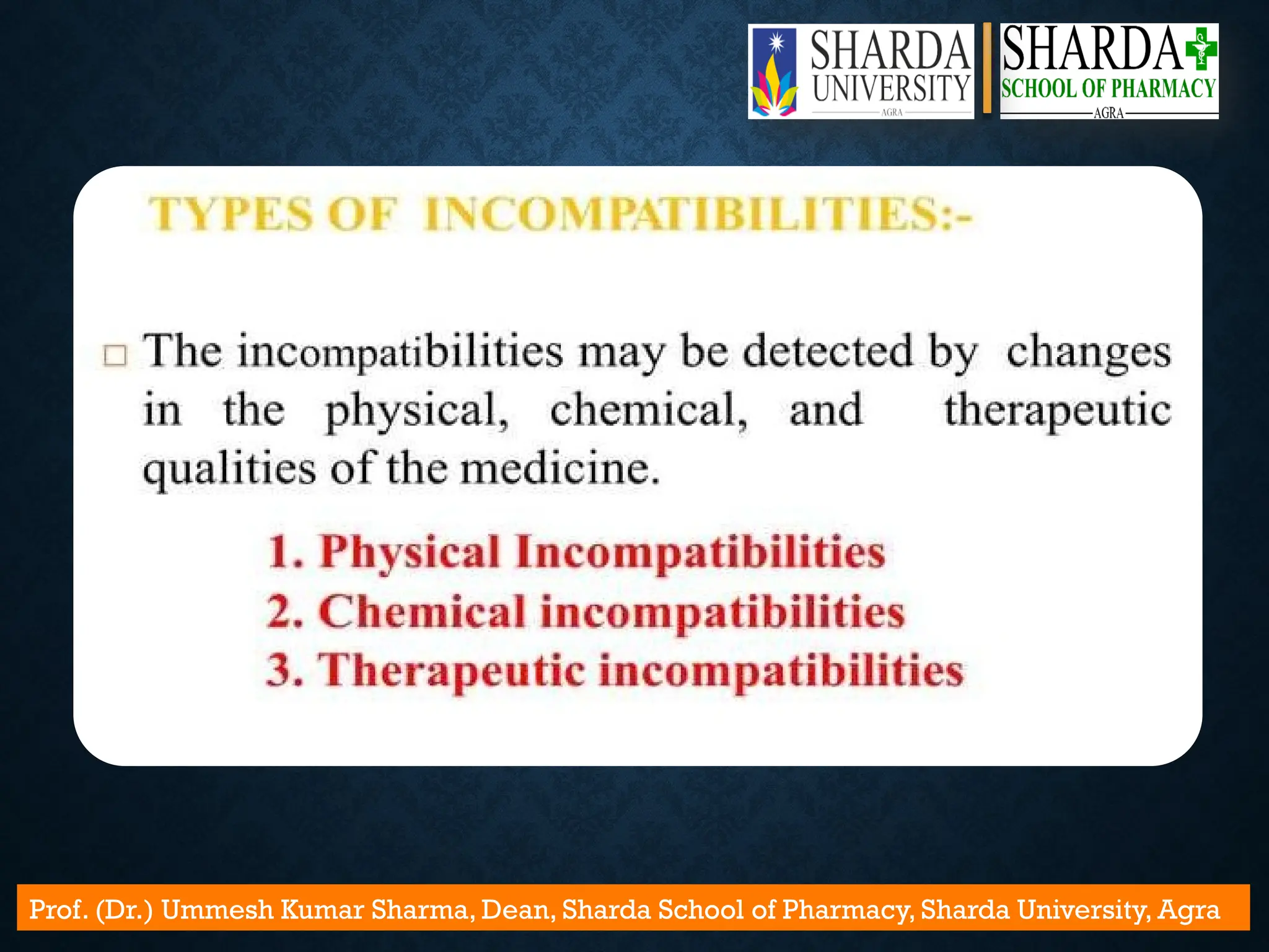 Pharmaceutical incompatibilities: Definition, classification, physical ...