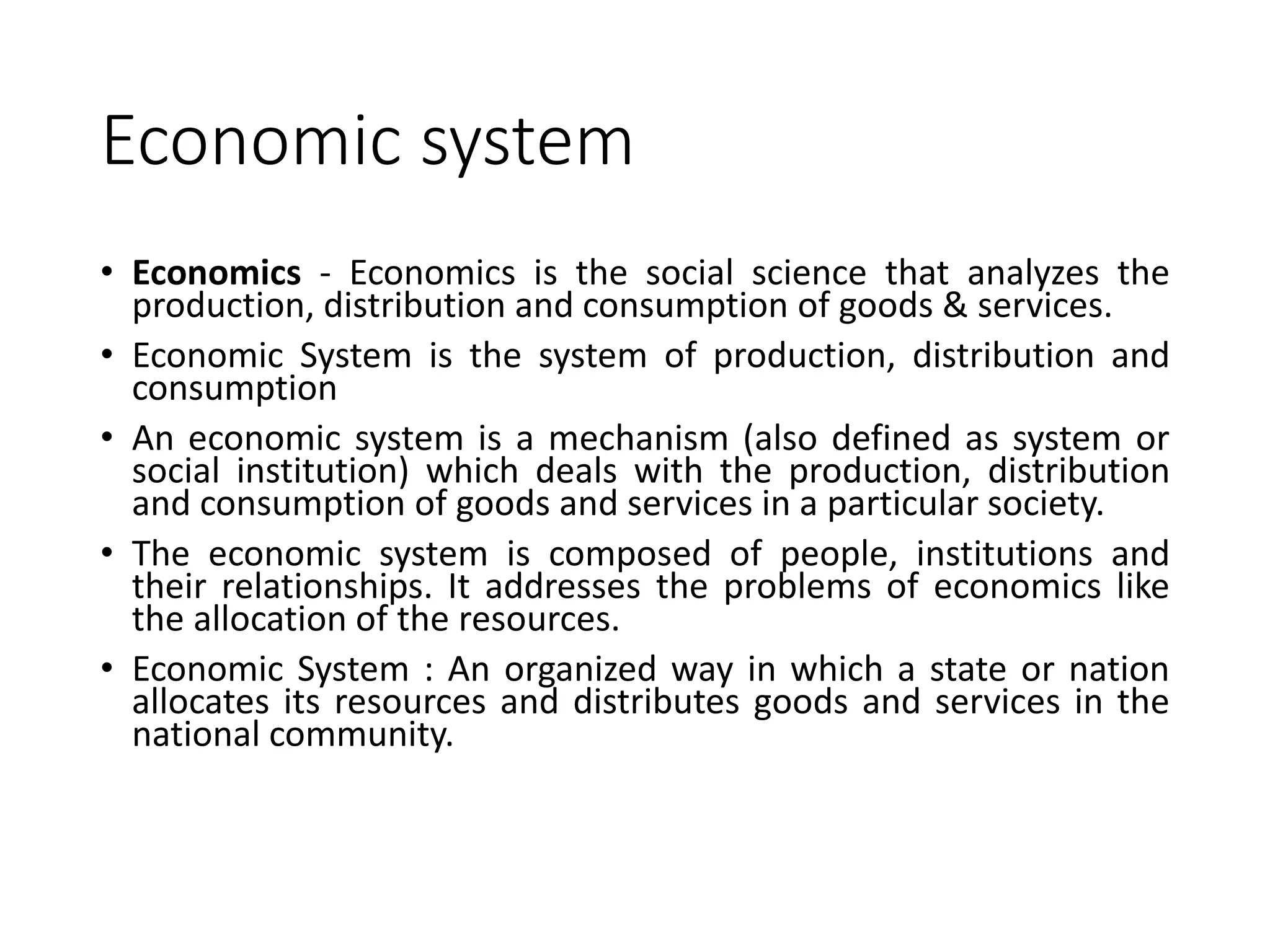 Lec 06 Economics systems Capitalism | PPTX