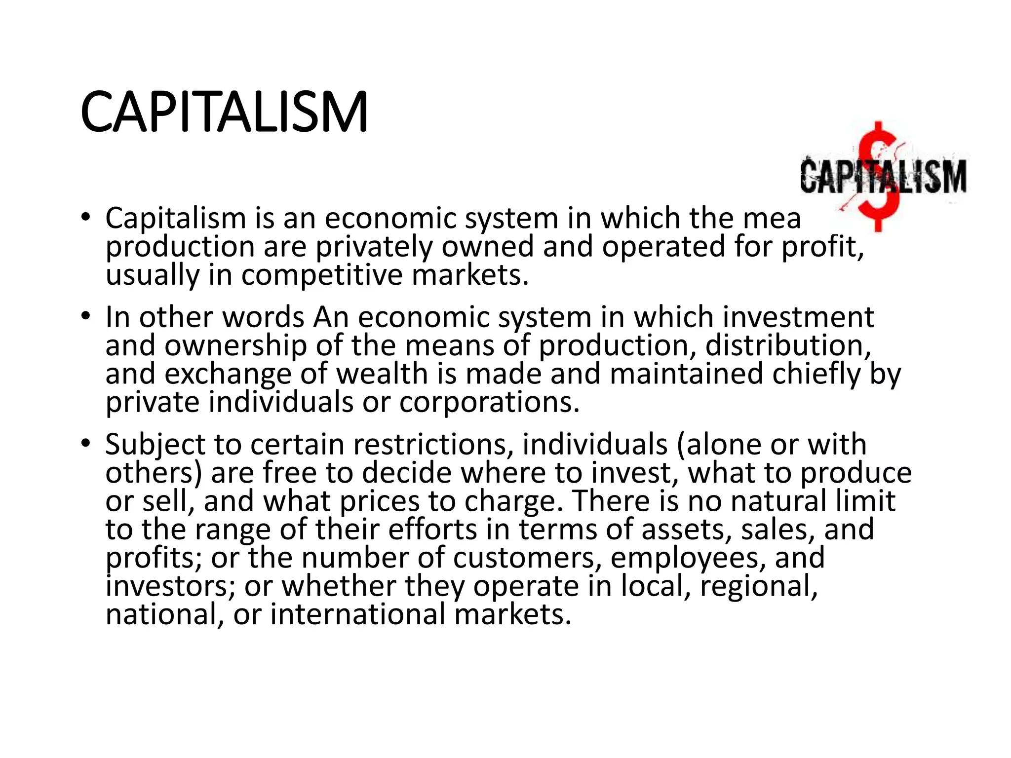 Lec 06 Economics systems Capitalism | PPTX