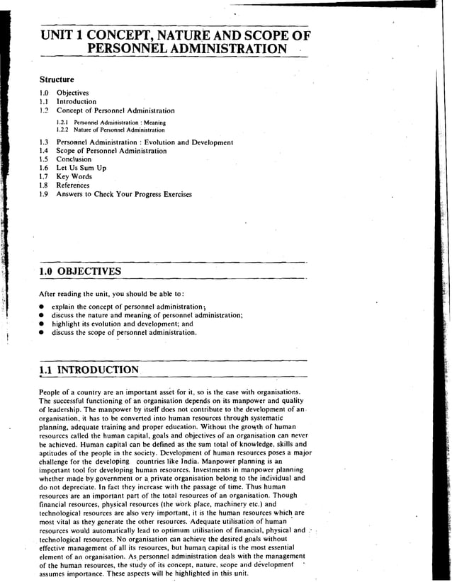 Unit 1CONCEPT, NATURE AND SCOPE OF PERSONNEL ADMINISTRATION | PDF