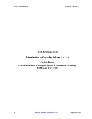 Cognitive science Unit 1 | PDF