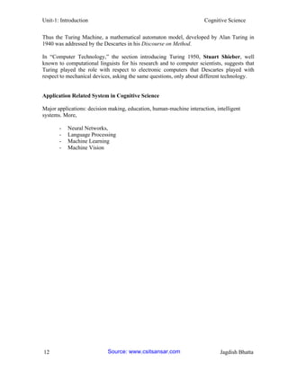 Cognitive science Unit 1 | PDF