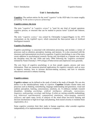 Cognitive science Unit 1 | PDF