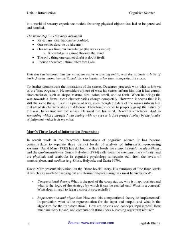 Cognitive science Unit 1