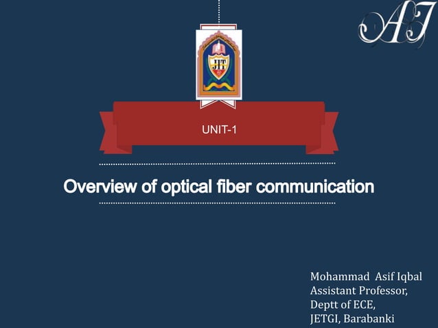 OPTICAL FIBER COMMUNICATION UNIT-1 | PPTX | Physics | Science