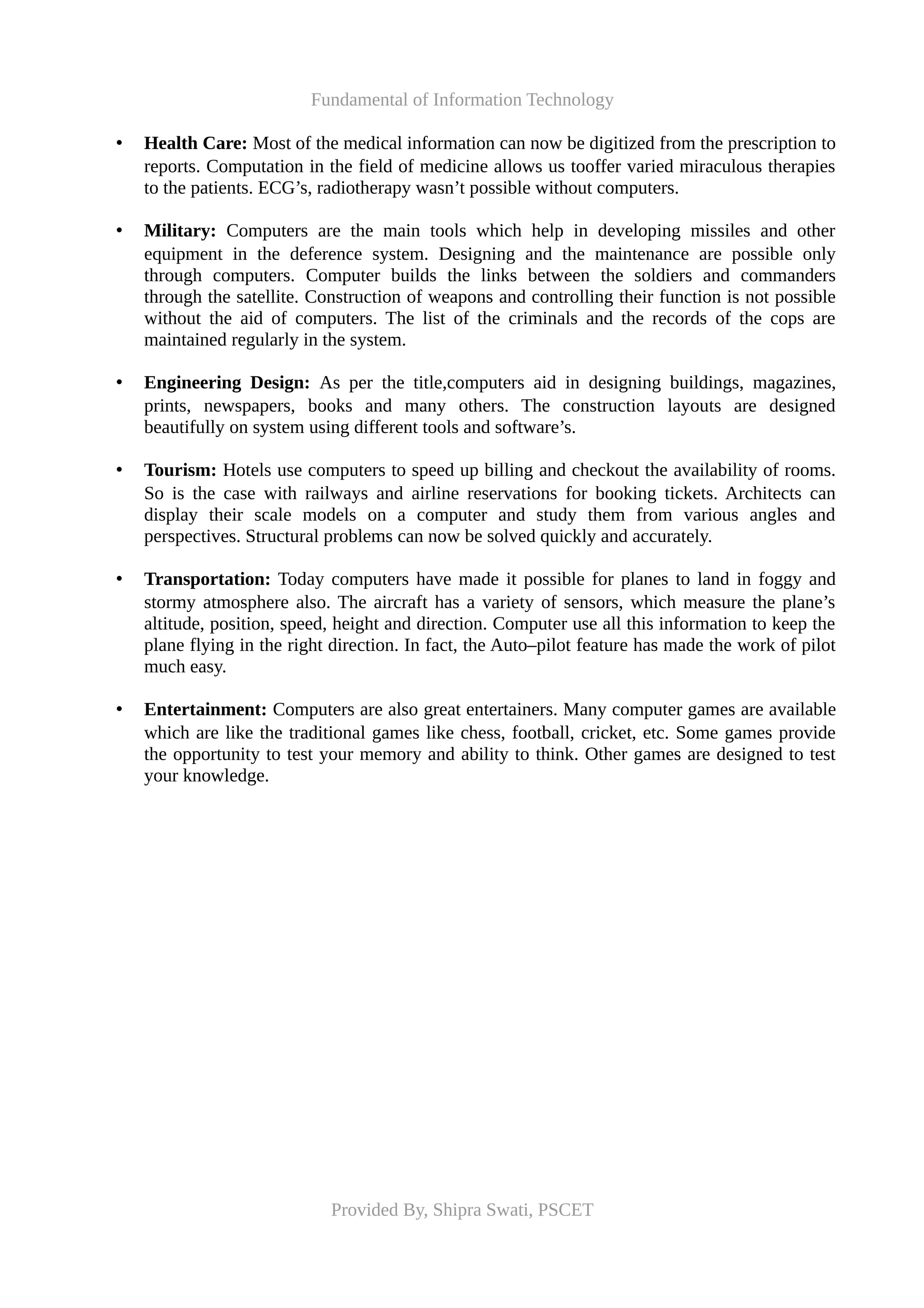 Fundamental of Information Technology | PDF