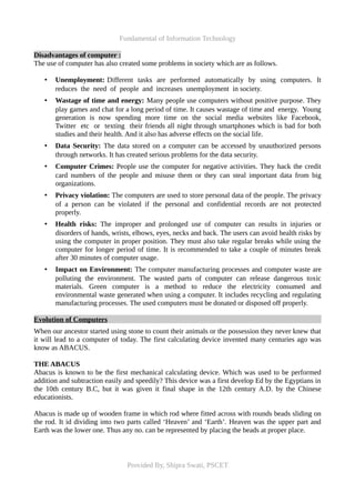 Fundamental of Information Technology | PDF