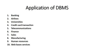 DBMS Unit 1 - Introductory concepts of DBMS | PPT