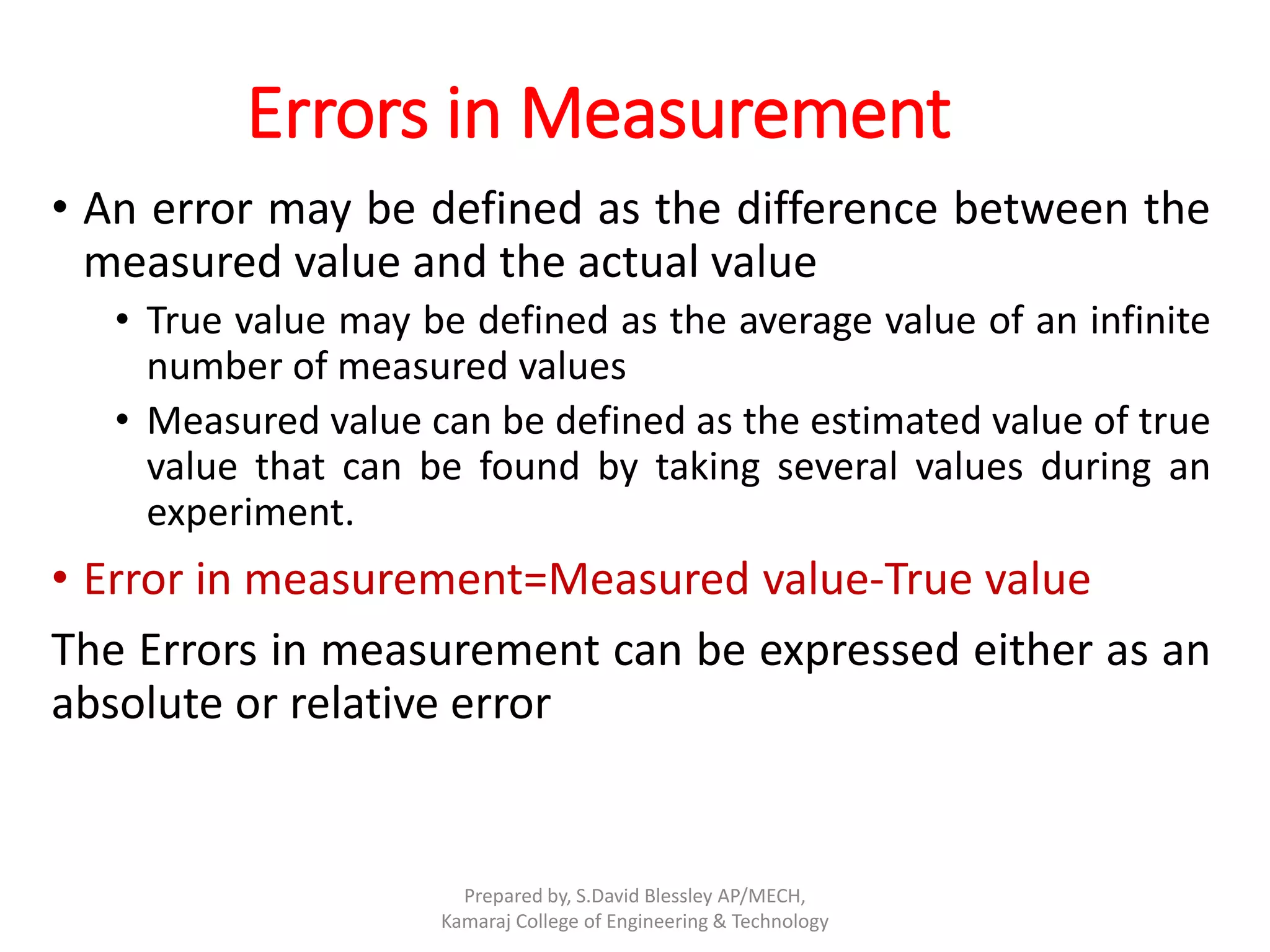 Unit 1 Basics of Metrology | PPTX