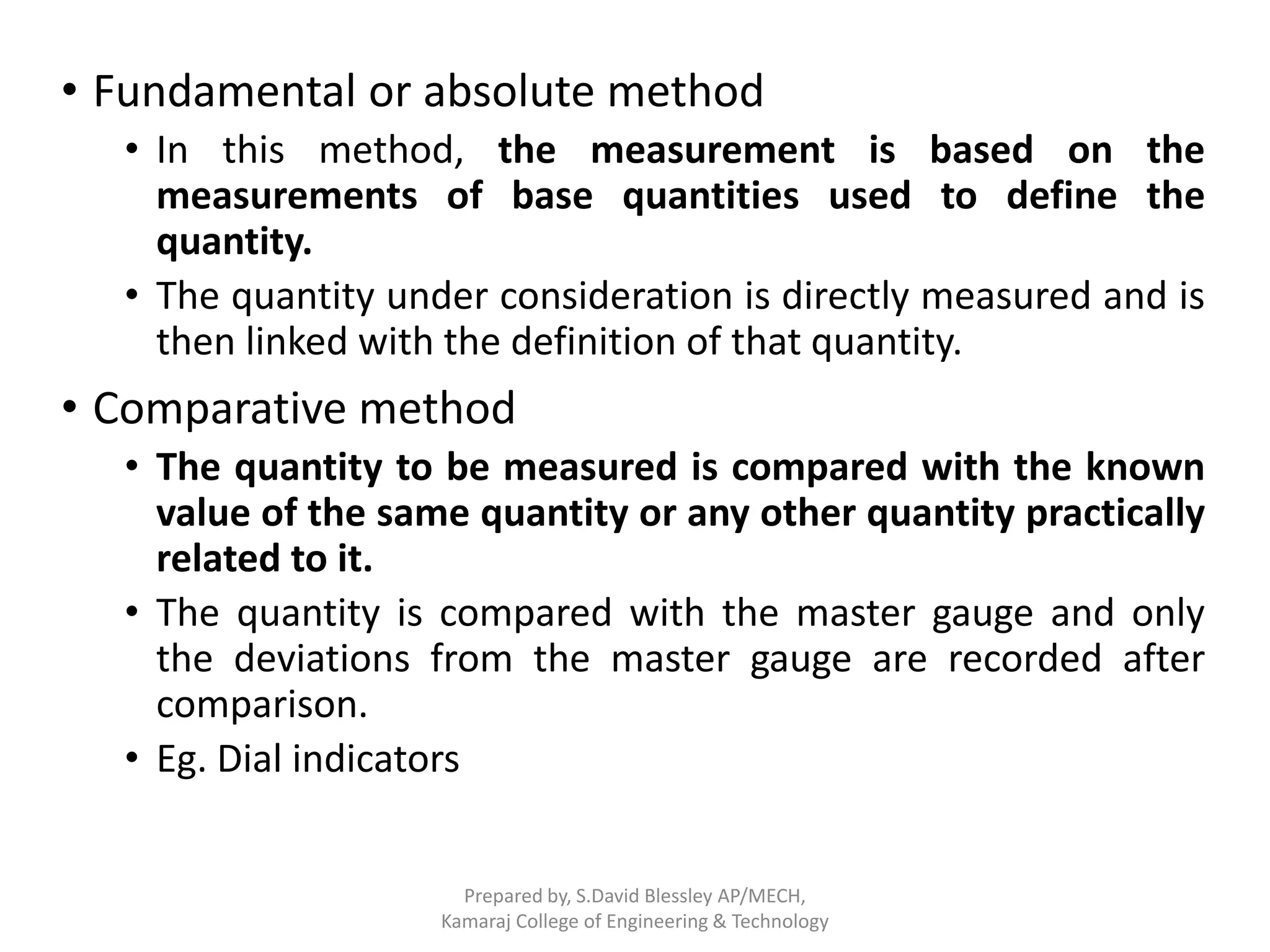 Unit 1 Basics of Metrology | PPTX