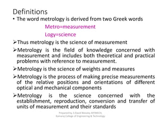 Unit 1 Basics of Metrology | PPTX