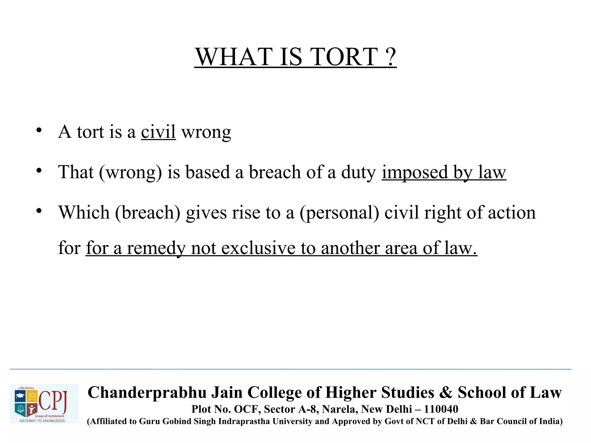 LAW OF TORTS | PPT