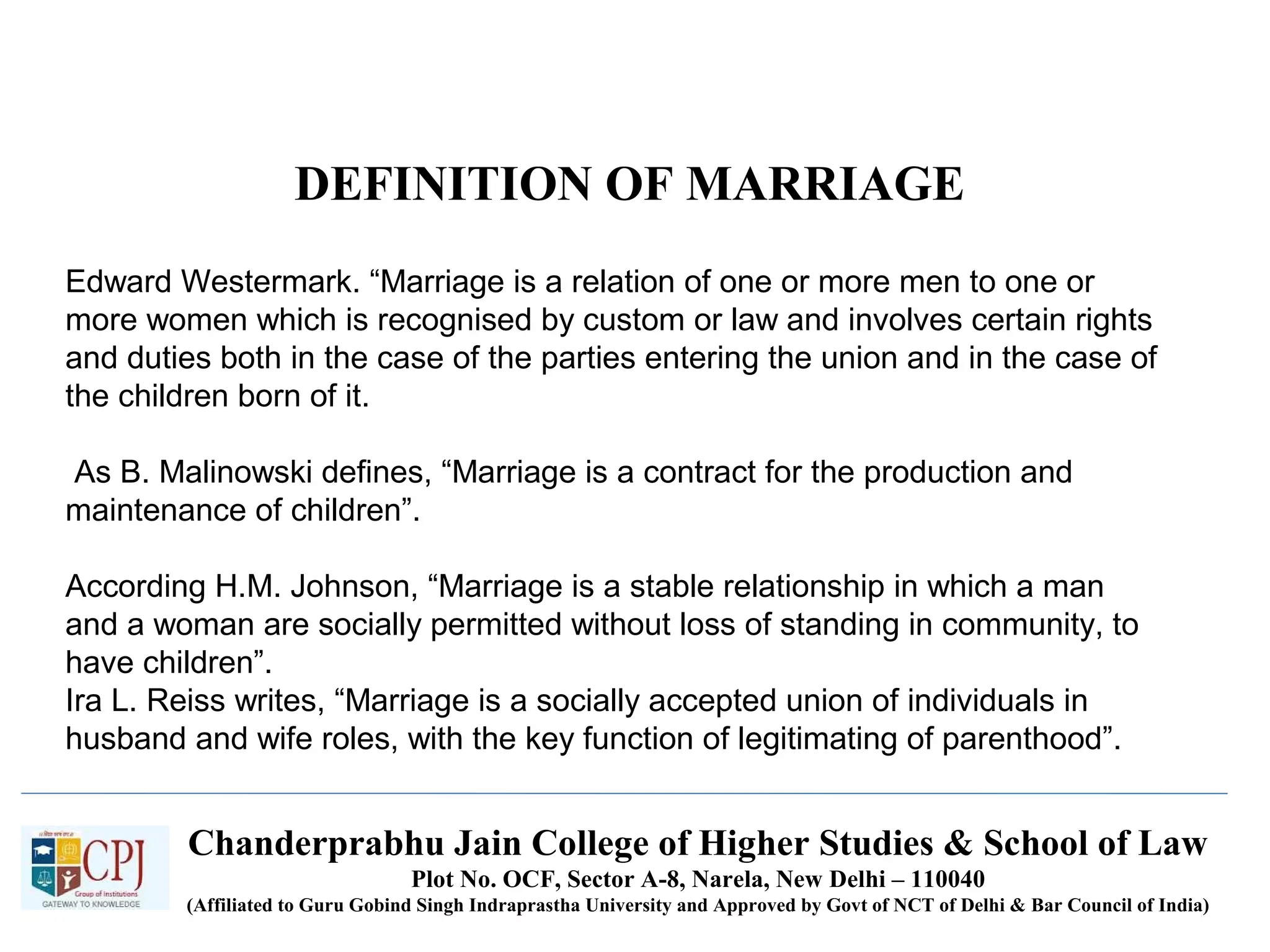 DEFINITION &FORMS OF MARRIAGE &FAMILY | PPT
