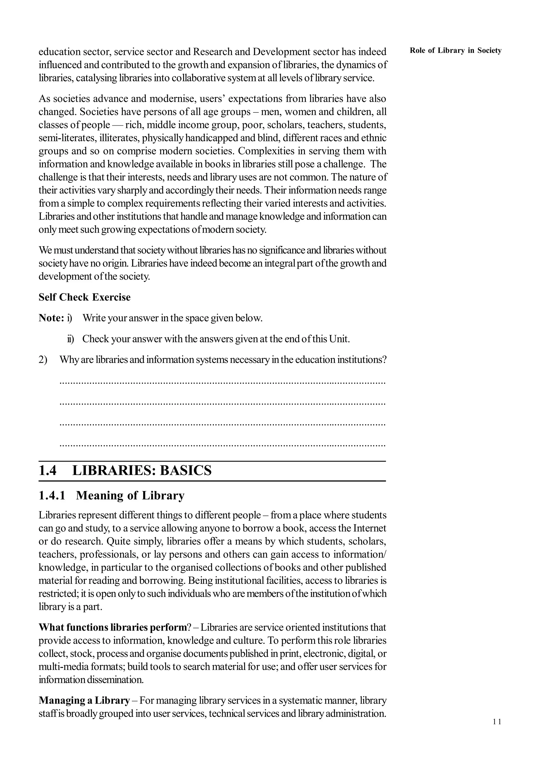 Role of Libraries in society | PDF