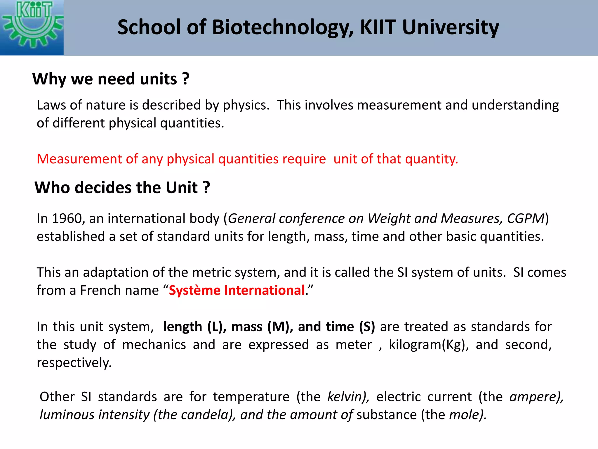 Unit-1 : Units and Dimensions | PPTX