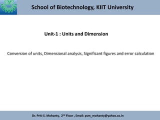 Unit-1 : Units and Dimensions | PPTX