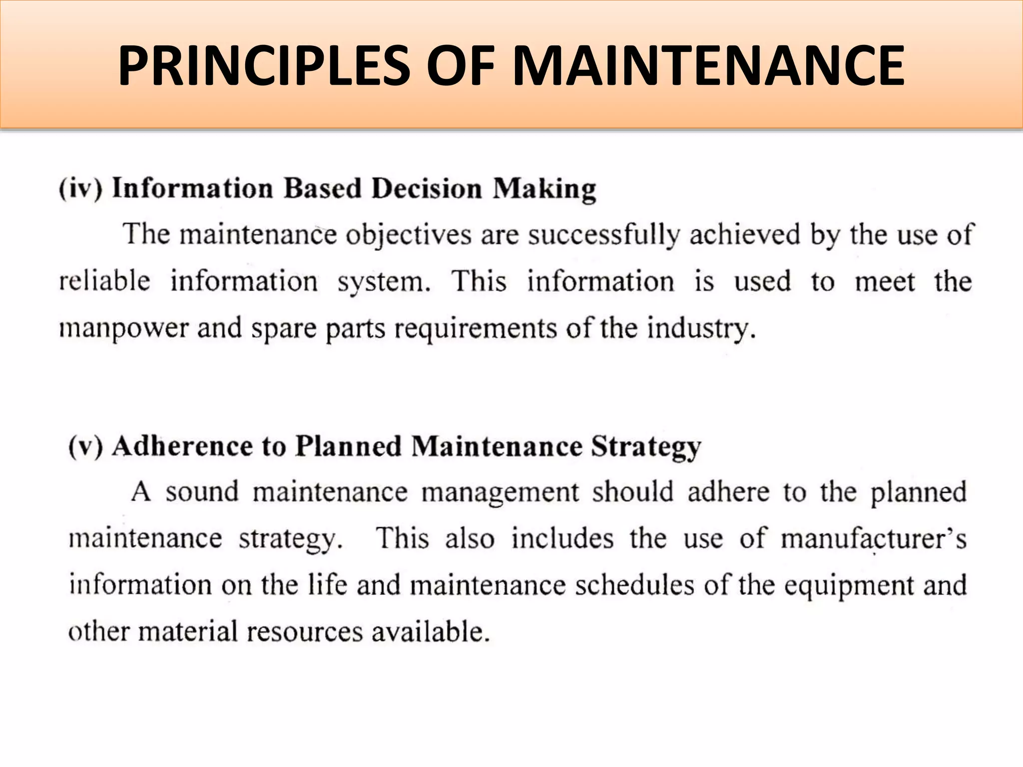 Unit 1 - PRINCIPLES AND PRACTICES OF MAINTENANCE PLANNING | PPTX