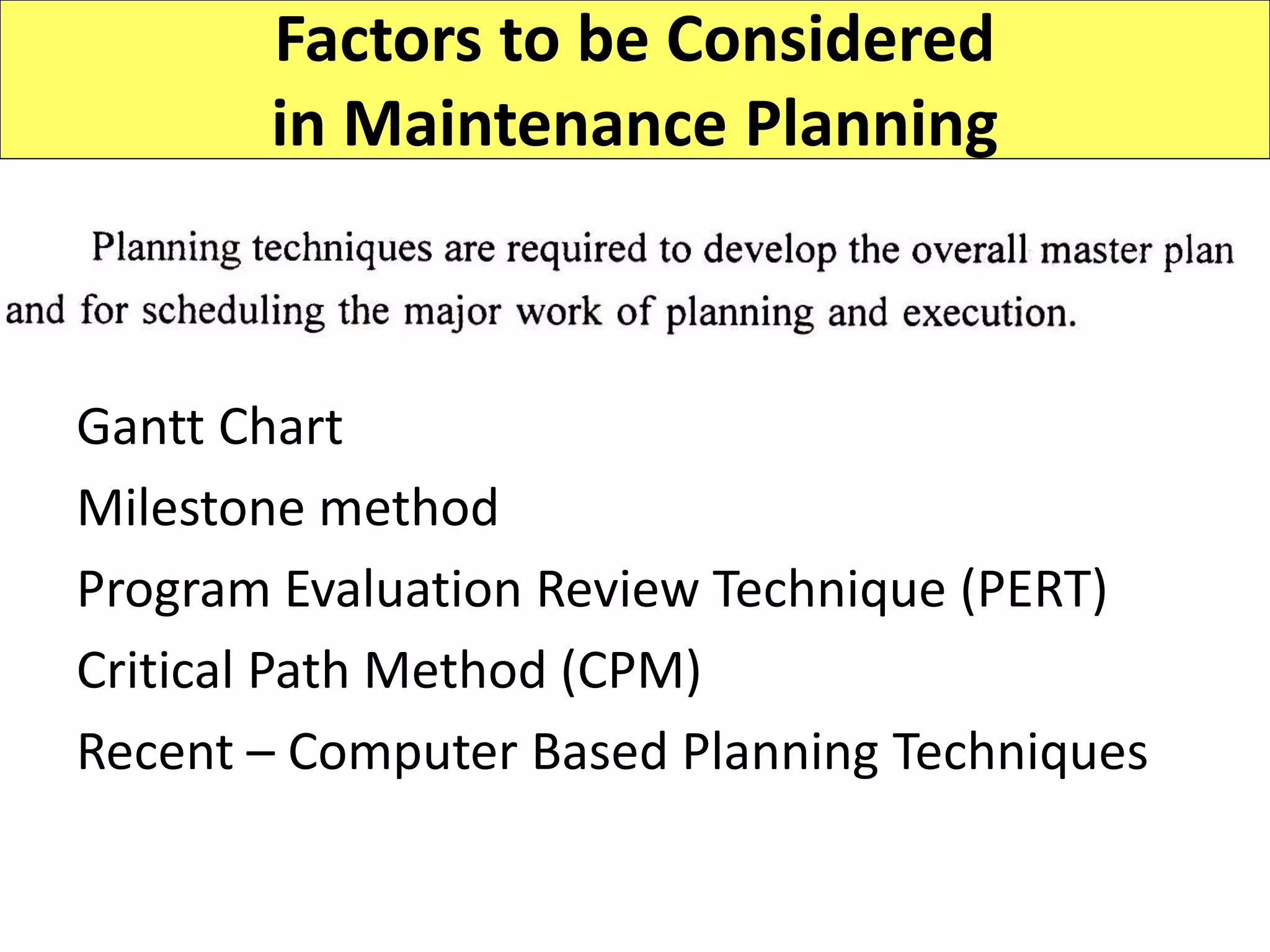 Unit 1 - PRINCIPLES AND PRACTICES OF MAINTENANCE PLANNING | PPTX