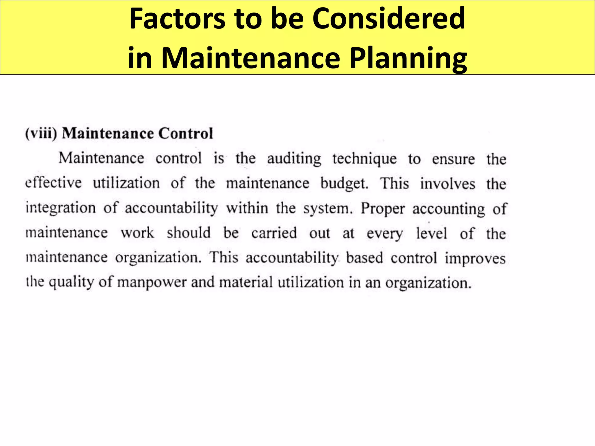Unit 1 - PRINCIPLES AND PRACTICES OF MAINTENANCE PLANNING | PPTX