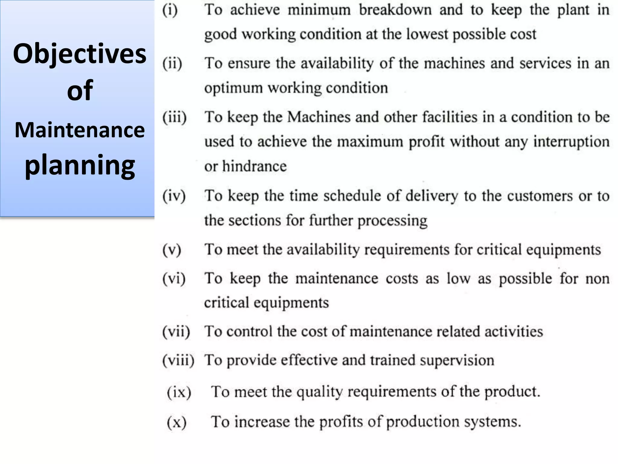 Unit 1 - PRINCIPLES AND PRACTICES OF MAINTENANCE PLANNING | PPTX