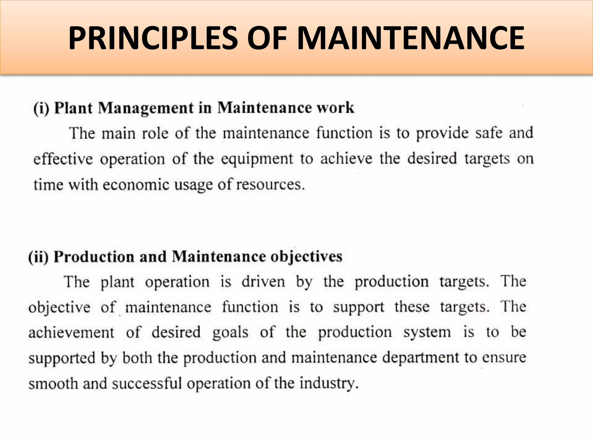 Unit 1 - PRINCIPLES AND PRACTICES OF MAINTENANCE PLANNING | PPTX