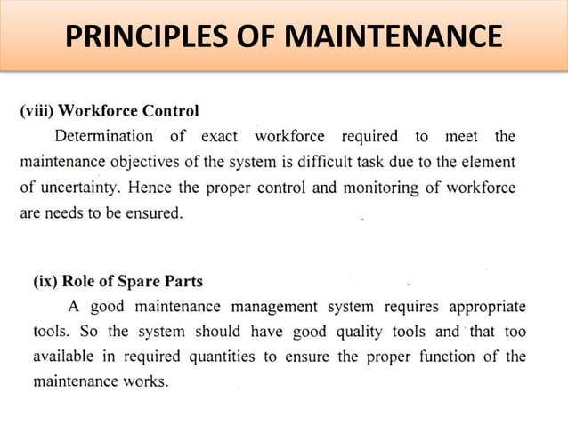 Unit 1 - PRINCIPLES AND PRACTICES OF MAINTENANCE PLANNING | PPTX ...
