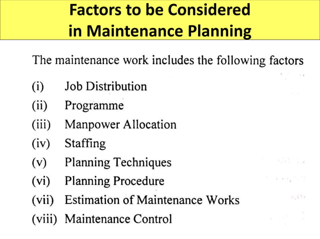 Unit 1 - PRINCIPLES AND PRACTICES OF MAINTENANCE PLANNING | PPTX ...