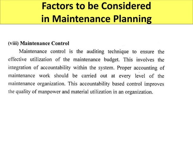 Unit 1 - PRINCIPLES AND PRACTICES OF MAINTENANCE PLANNING | PPTX ...