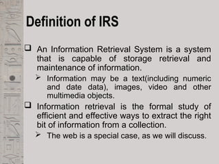Introduction to Information retrieval system | PPT