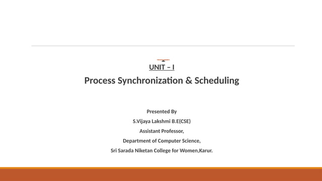 Advanced Operating Systems- Process Synchronization | PPT