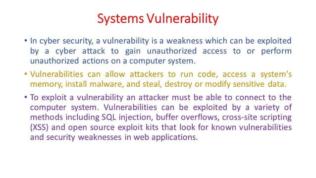 Cyber Security - Unit - 1 - Systems Vulnerability Scanning Overview of ...