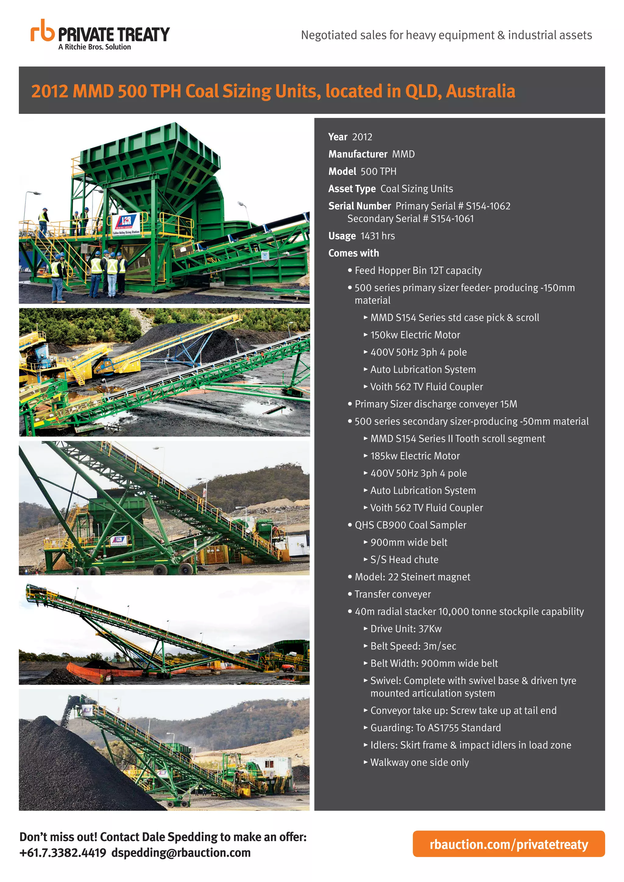 1 of 2 2012 MMD 500 tph Coal Sizing Units | PDF