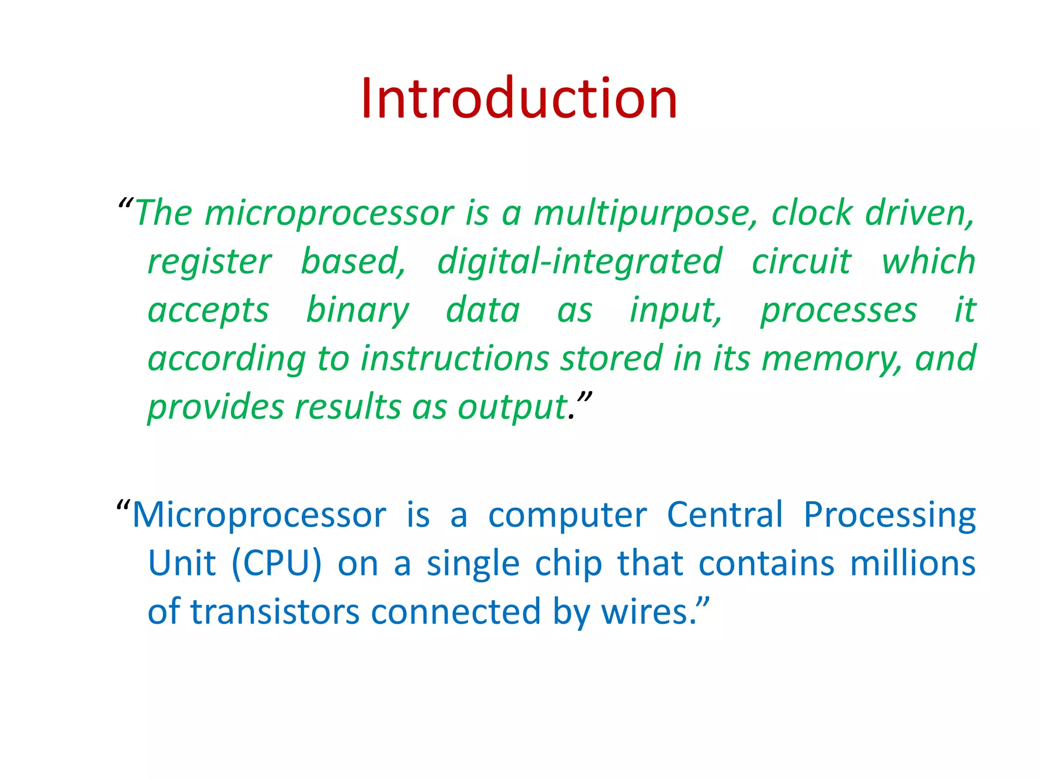 Introduction To Microprocessors Pptx Computing Technology And Computing
