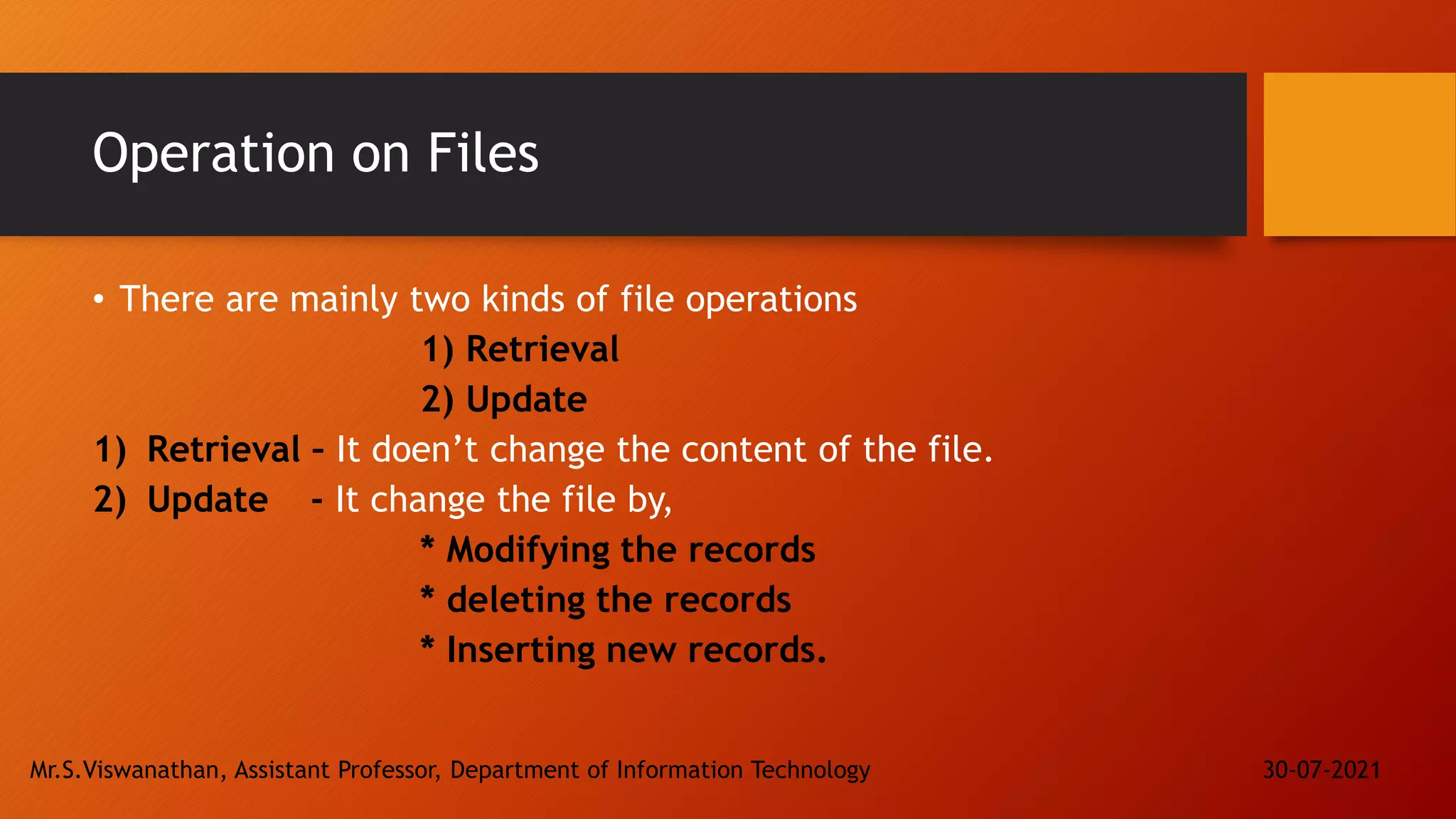 Operation on Files | PPTX