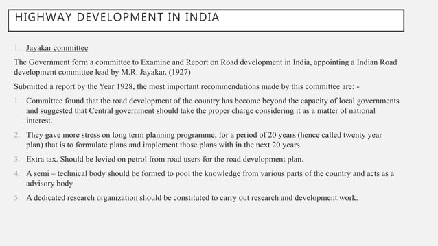 Unit 1:- HIGHWAY DEVELOPMENT AND PLANNING | PPTX