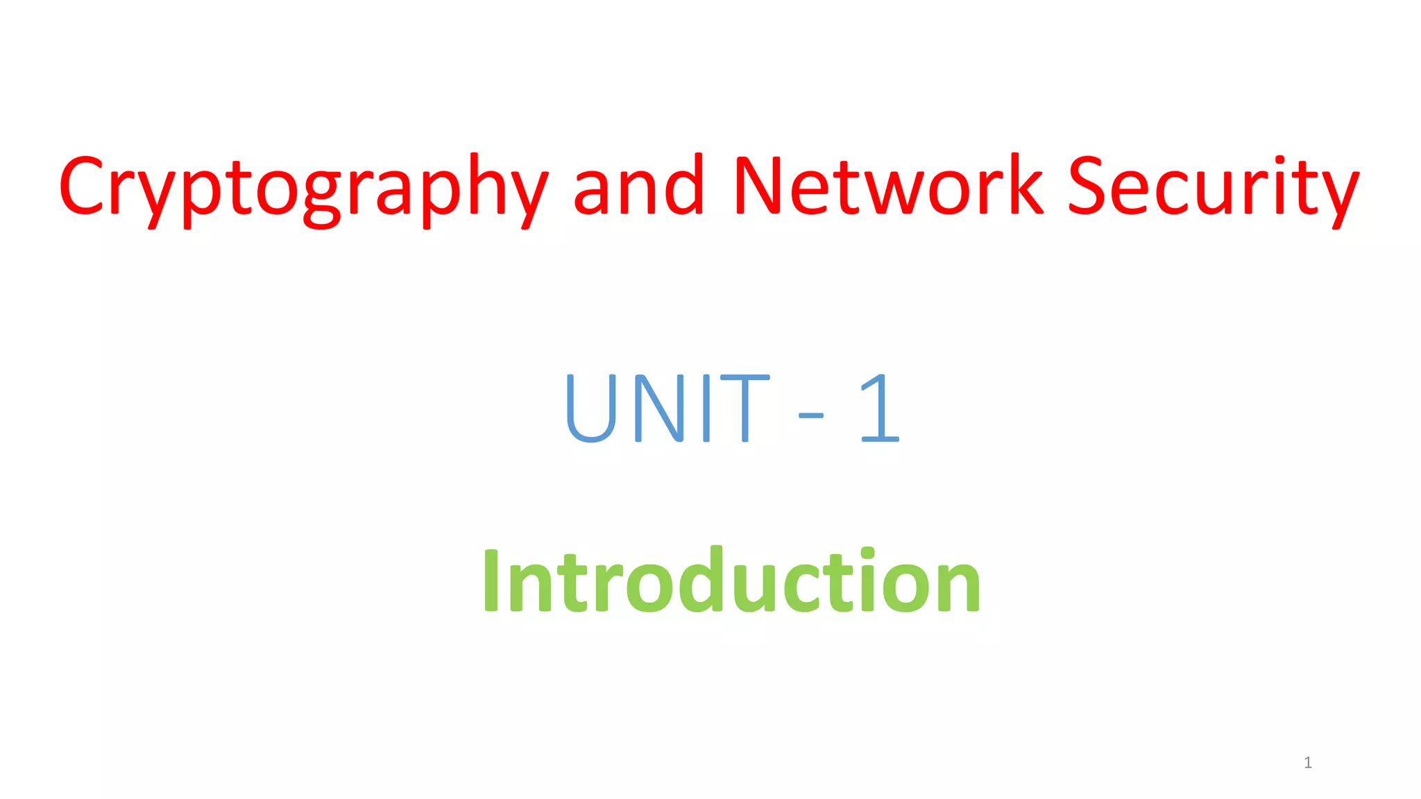 CNS - Unit - 1 - Introduction | PDF