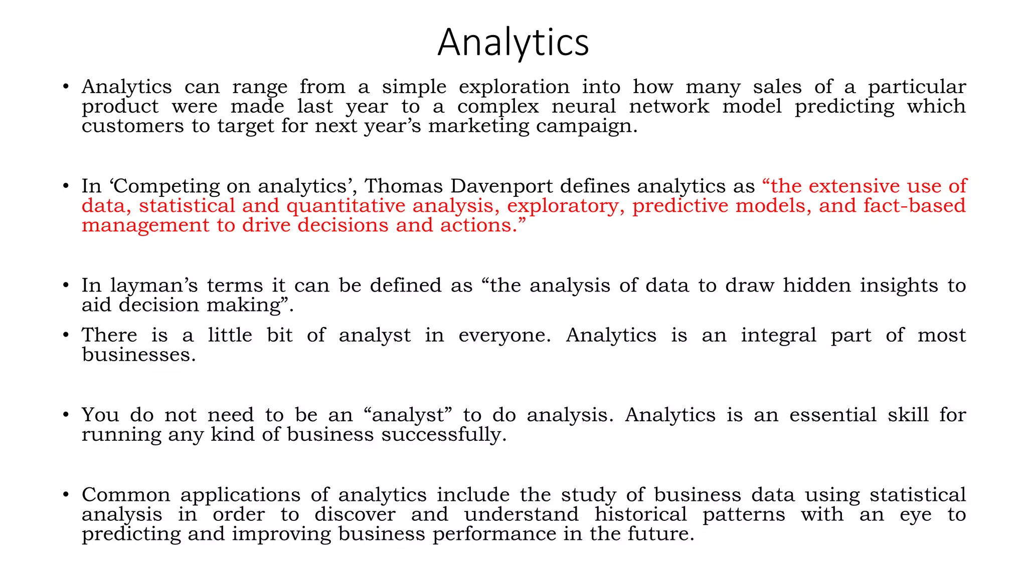 Introductions to Business Analytics | PPTX