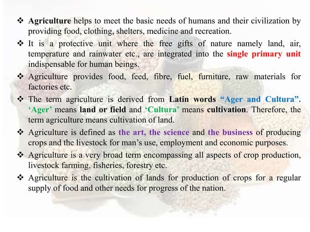 INTRODUCTION TO AGRICULTURE | PPTX | Agriculture | Industries