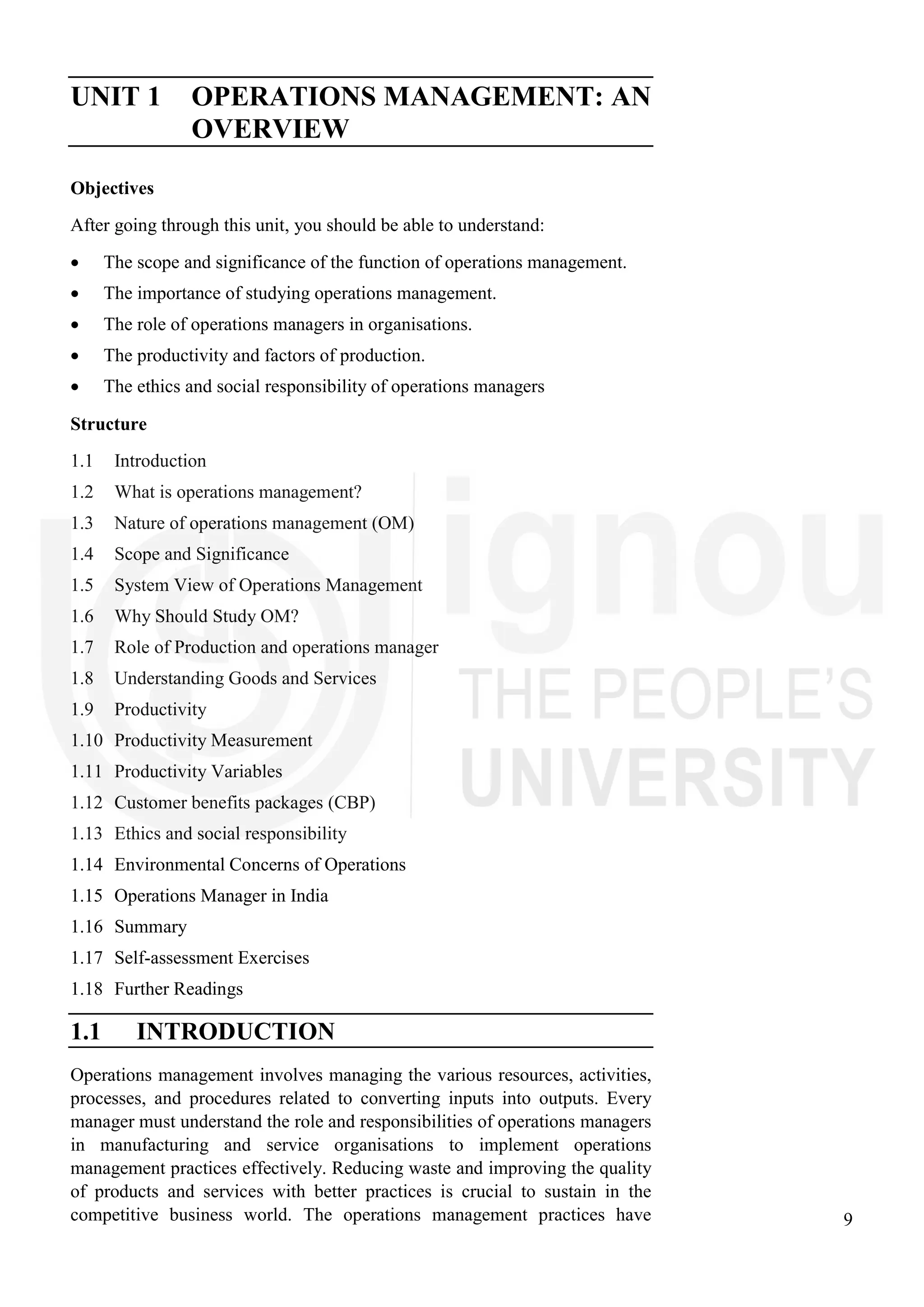 Unit-1 Operations management notes - MBA | PDF