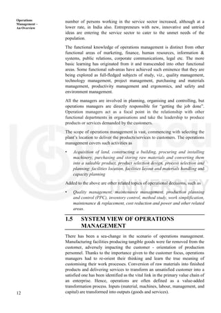 Unit-1 Operations management notes - MBA | PDF