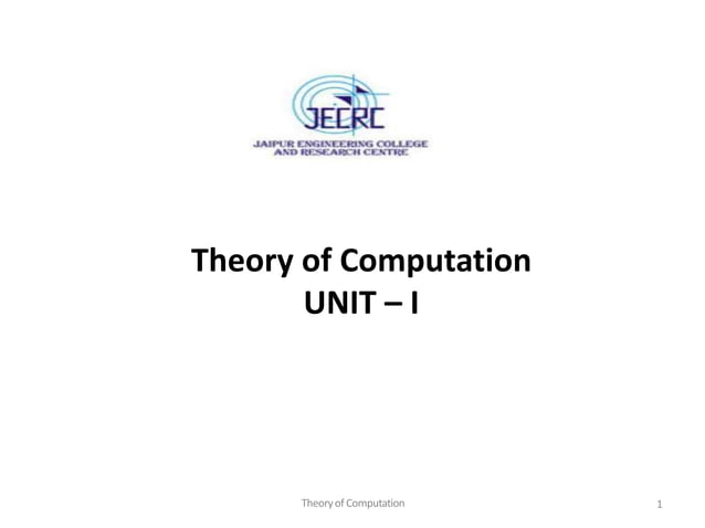 Unit-1 (Mathematical Notations) Theory of Computation PPT | PPTX