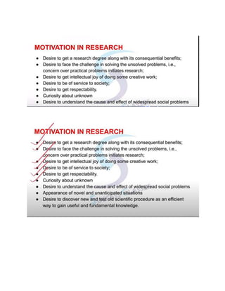 Meaning and objectives of research and its notes | PDF