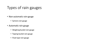 Introduction to Hydrology, Rainfall measurement | PPTX